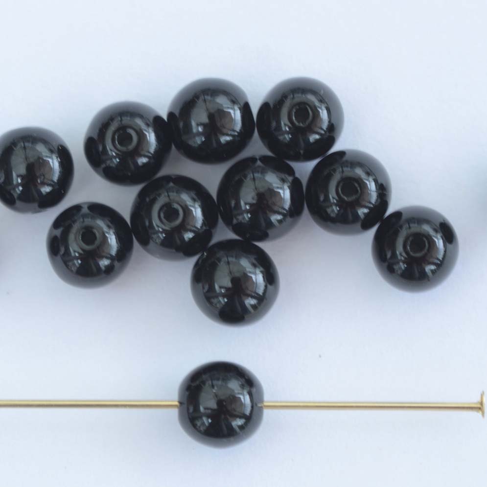 Druk Round Black 2 3 4 6 8 12 mm Jet 23980 Czech Glass Spacer Bead - jewelbeads4